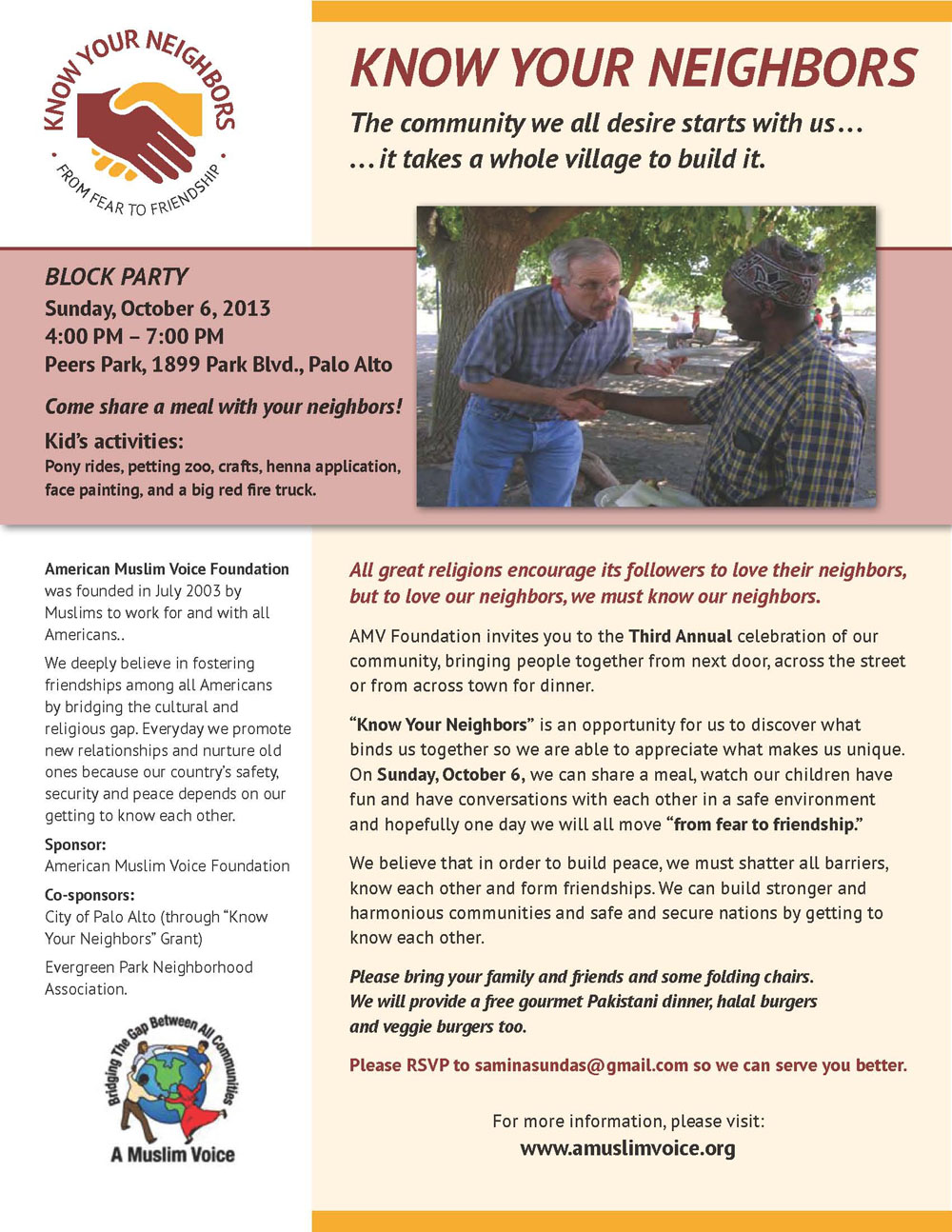 Know Your Neighbor 2013 flyer